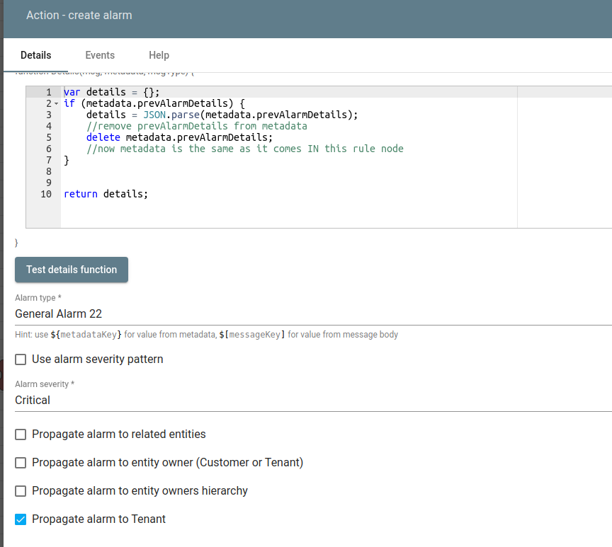 [Bug] Create Alarm rule node - Propagate To Tenant doesn't work · Issue #6132 · thingsboard ...