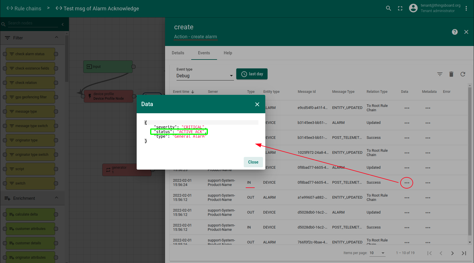 Bug Create Alarm Node Doest Update The Alarm Acknowledge Status · Issue 6221 · Thingsboard 