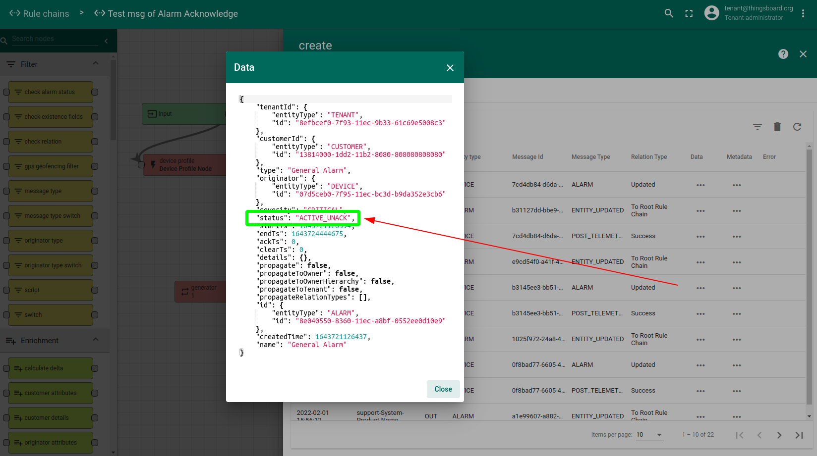 [Bug] Create Alarm node does't update the alarm acknowledge status · Issue #6221 · thingsboard ...