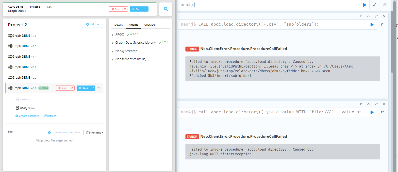 apoc.load.directory() fails on Windows · Issue #2334 · neo4j-contrib/neo4j-apoc-procedures · GitHub