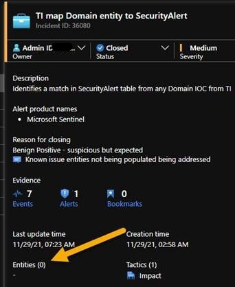 Analytic Rule Template Doesn't show entities information ...