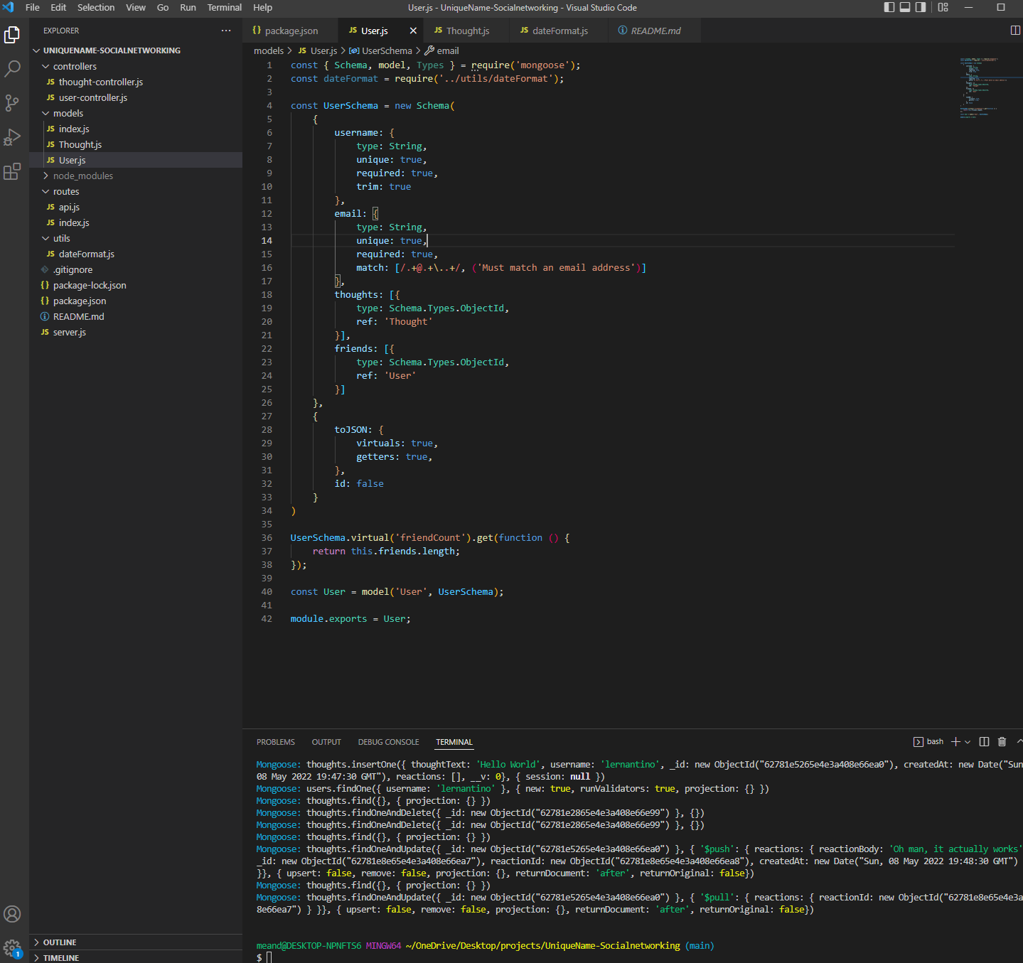 GitHub - Damon-Hansen/Social-Networking-w-Mongo: Back-end project that ...