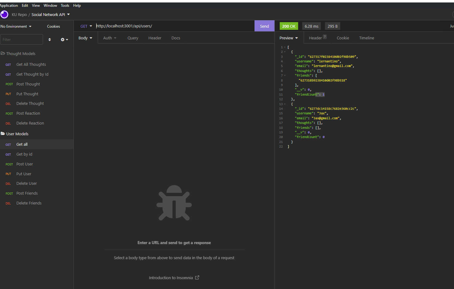 GitHub - Damon-Hansen/Social-Networking-w-Mongo: Back-end project that uses MongoDB and Express ...
