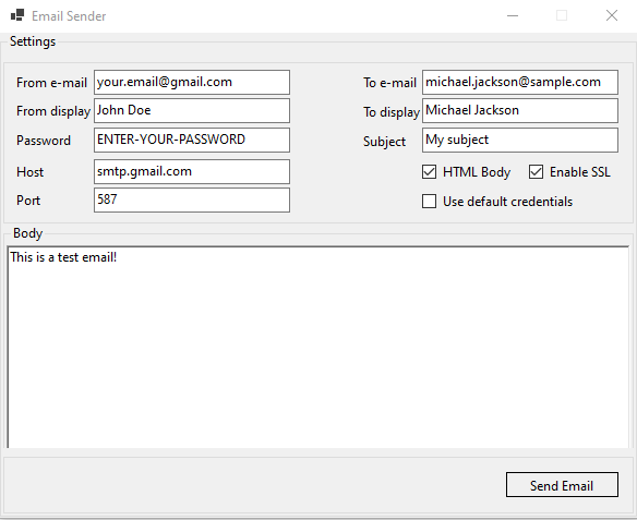 GitHub - ebicoglu/EmailSender: .NET5 Windows Forms Email Sender using System.Net.Mail for ...