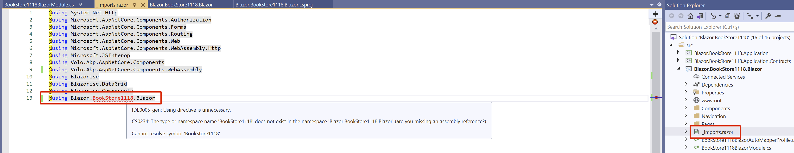 Blazor: Cannot find the namespace in using directives of _Import.razor · Issue #27939 · dotnet ...