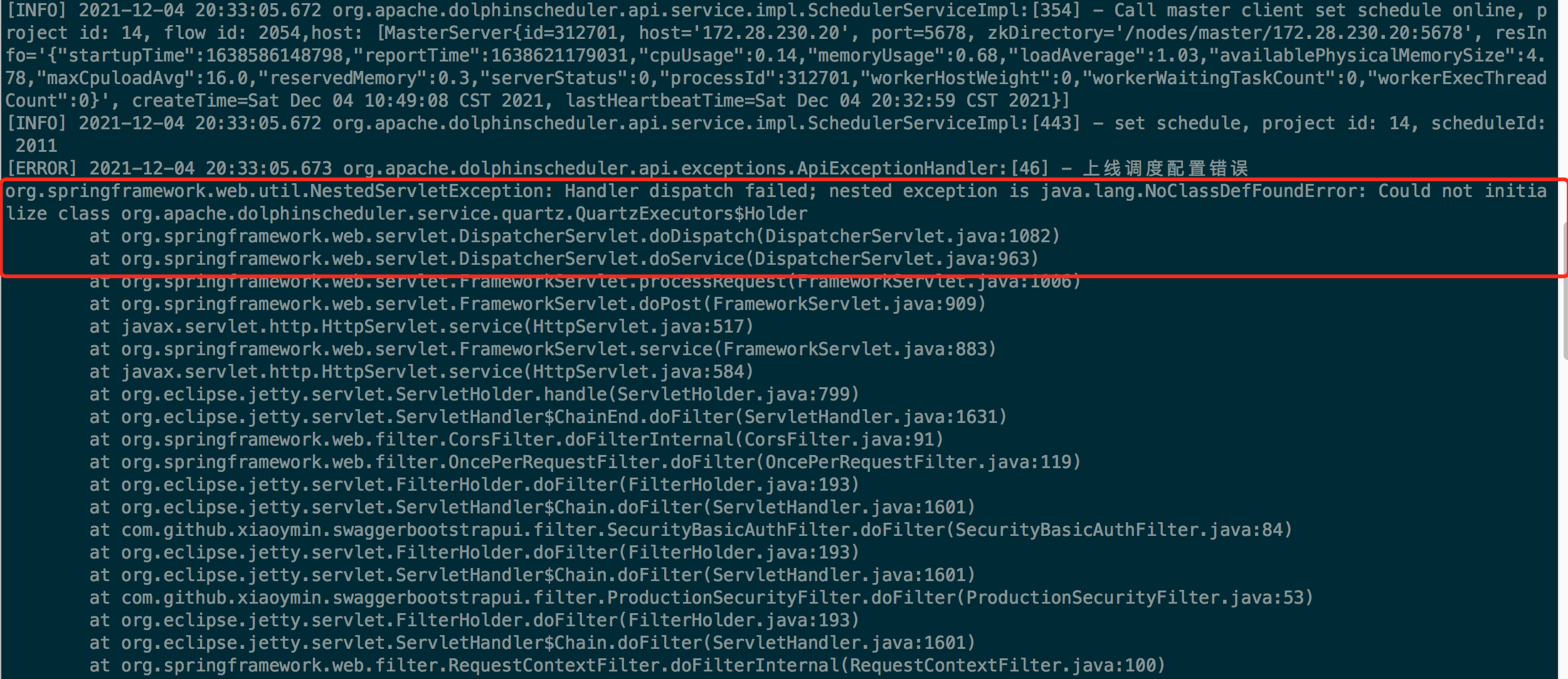 [Bug] [dolphinscheduler-api] Timing online error · Issue #7175 · apache/dolphinscheduler · GitHub