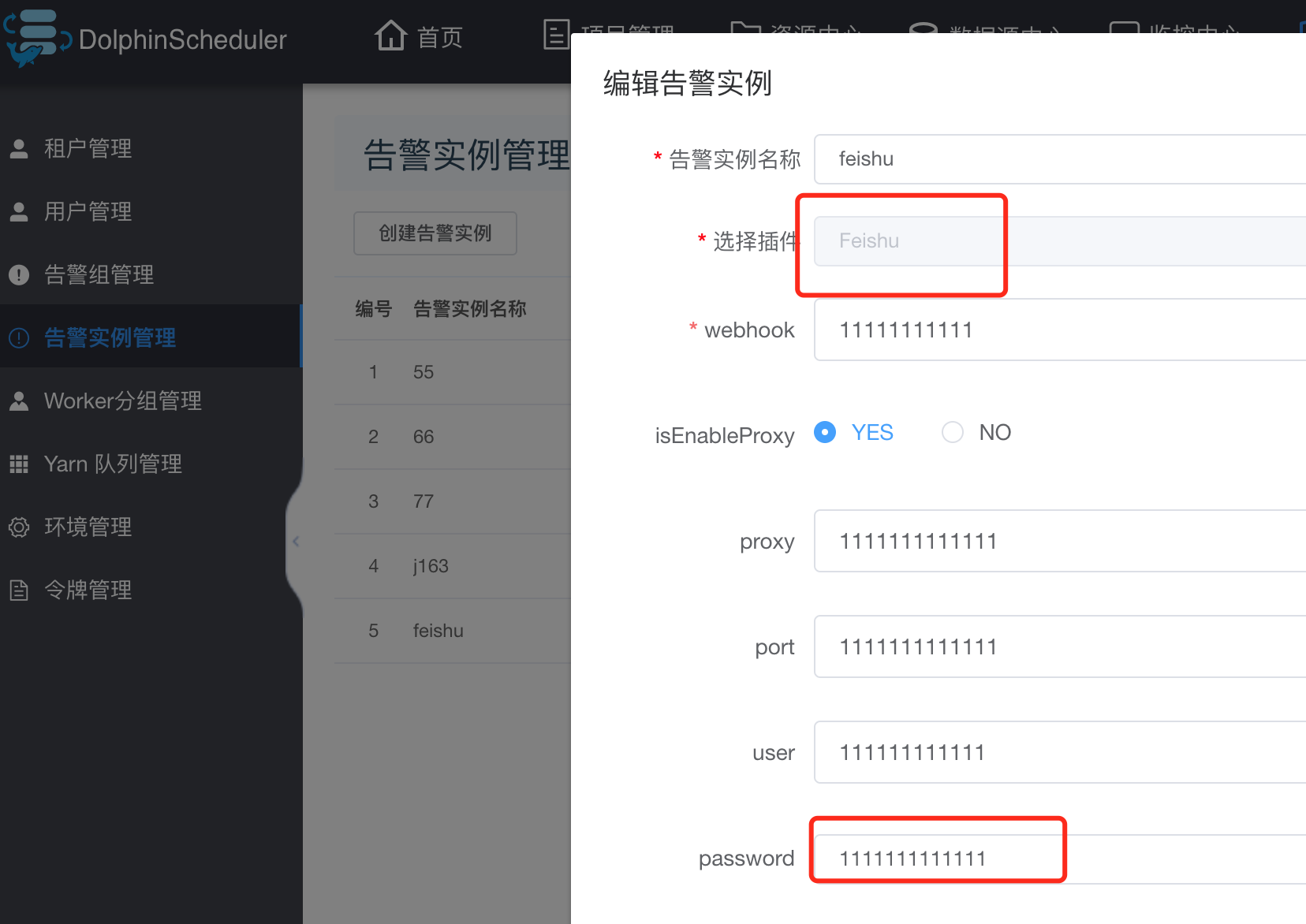 [Bug] [dolphinscheduler-api] When editing the alarm instance, do not display the passwords of e ...