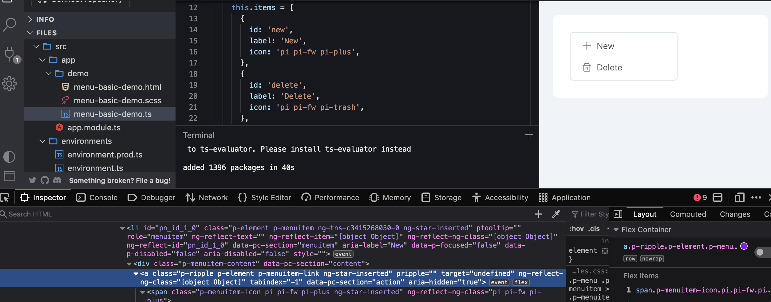 Component P Menu Primeng 16 1 0 Regression Menuitem Id No Longer Assigned To Menuitemcontent