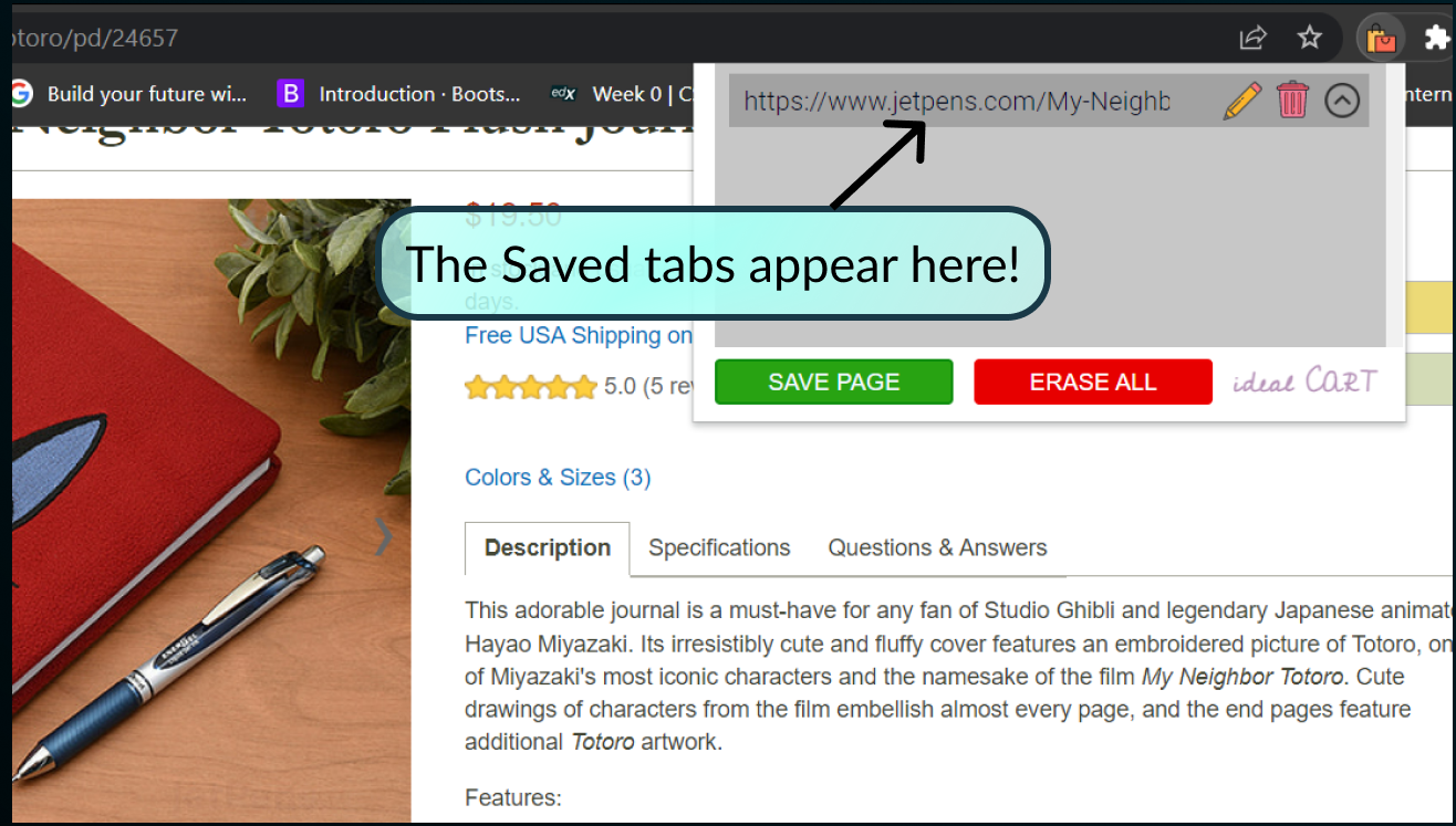 GitHub - Mano-08/idealCart: Save chrome tabs along with an editable ...