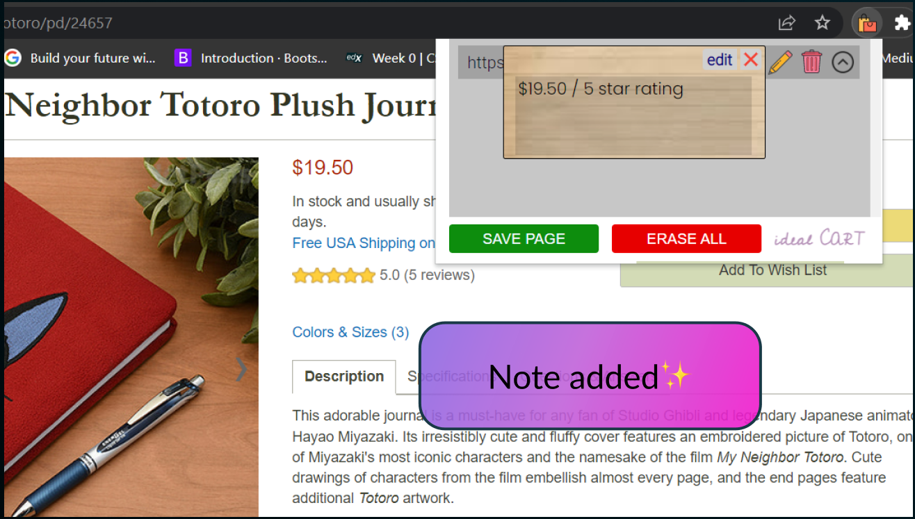 GitHub - Mano-08/idealCart: Save chrome tabs along with an editable note! You can also delete ...