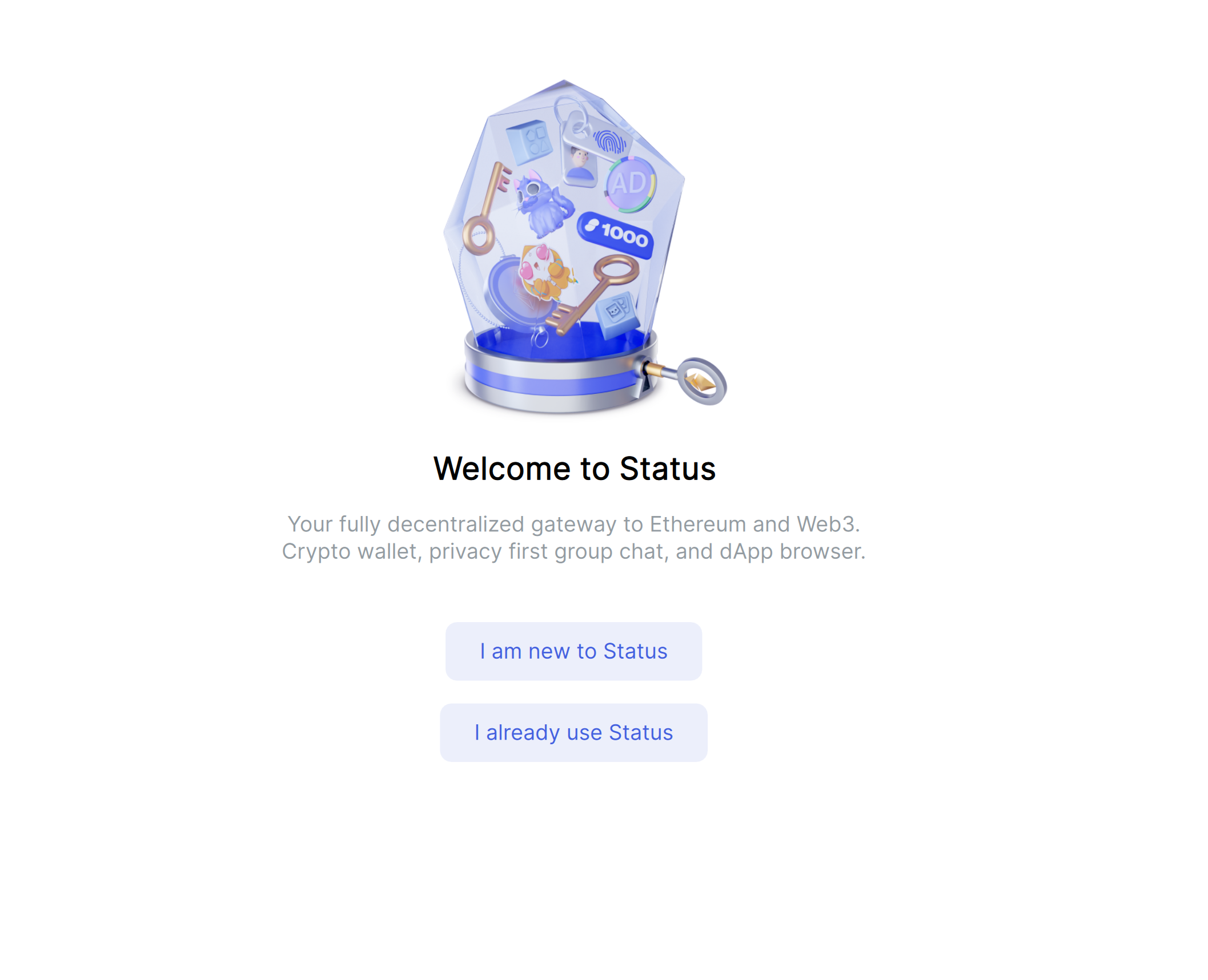 Both buttons on the Welcome to Status screen are highlighted on a fresh launch · Issue #5584 ...