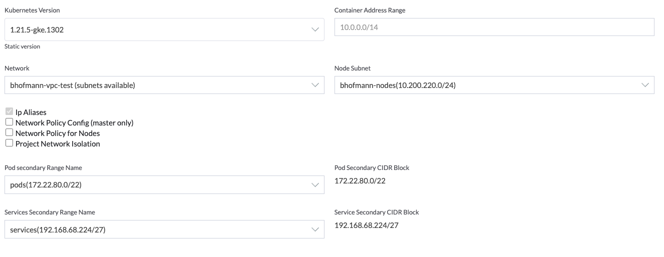 Cannot create GKE cluster with small pod network · Issue #36254 · rancher/rancher · GitHub