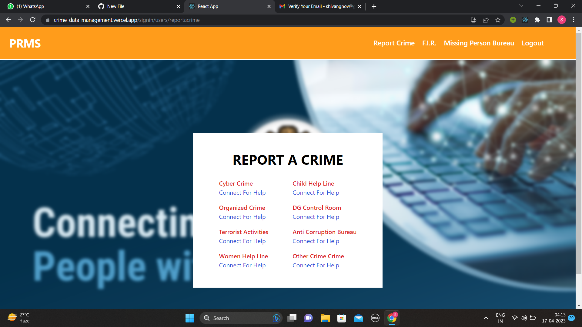GitHub - shivang1919/crime-data-management