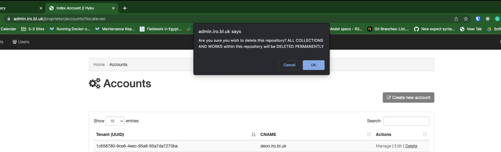 Unable to delete repositories (tate-demo.iro.bl.uk, nhs-demo.iro.bl.uk) · Issue #141 · notch8 ...