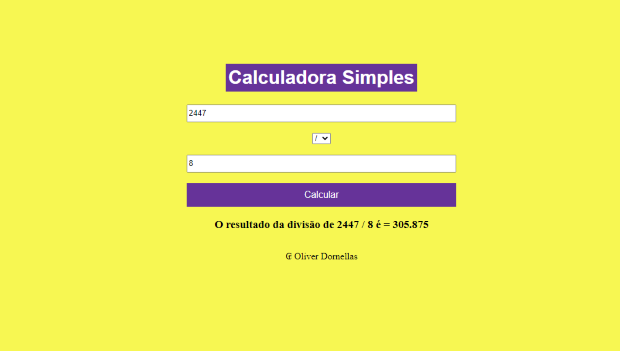 GitHub - oliverdornellas/Calculadora: Calculadora simples | JS