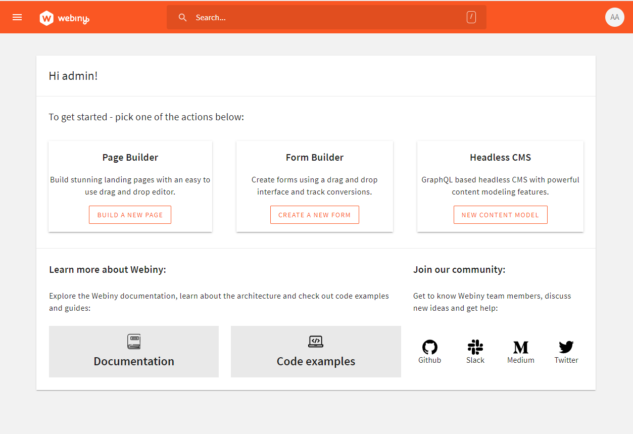 Headless CMS - Welcome screen · Issue #891 · webiny/webiny-js · GitHub