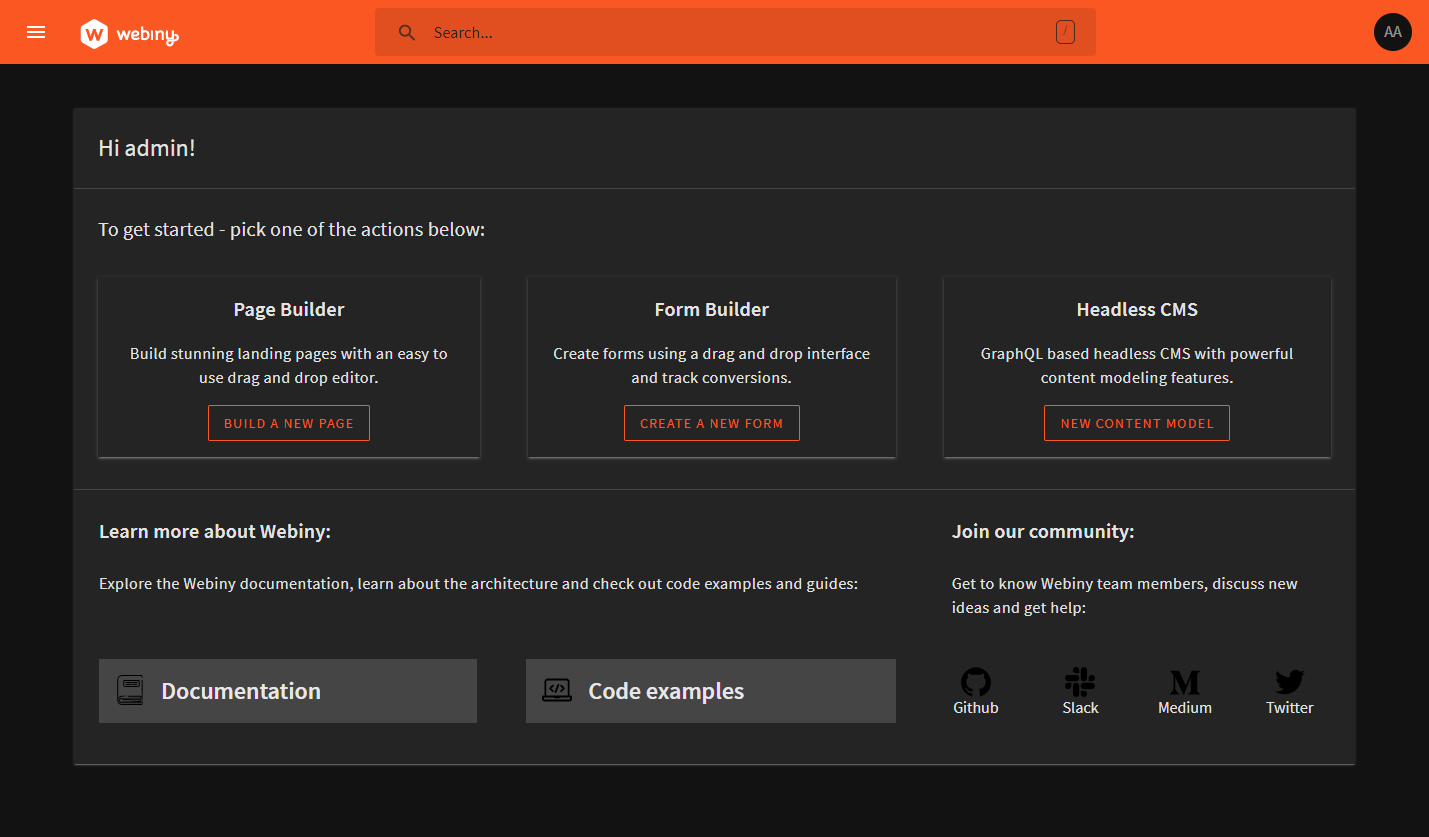 Headless CMS - Welcome screen · Issue #891 · webiny/webiny-js · GitHub