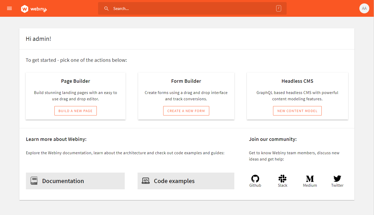 Headless CMS - Welcome screen · Issue #891 · webiny/webiny-js · GitHub