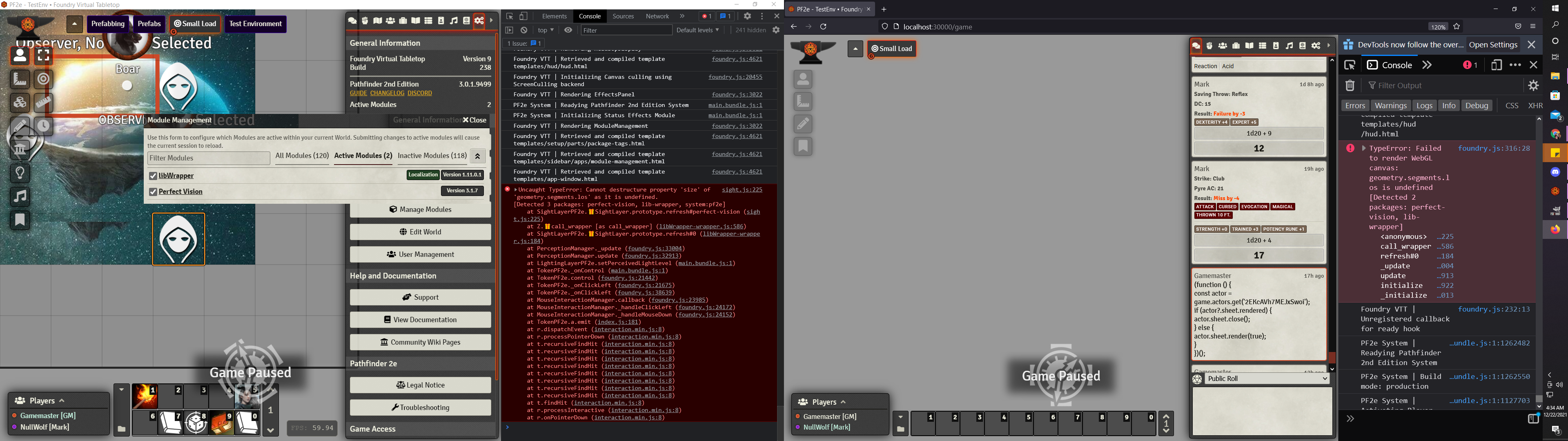 geometry.segments.los undefined with Pathfinder 2nd Edition 3.0.1 and Perfect Vision 3.1.7 ...