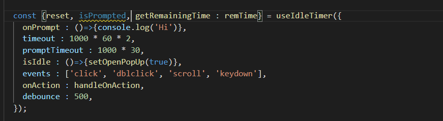 Isprompted Prompttimeout Onprompt In Useidletimer Is Not Working · Issue 222