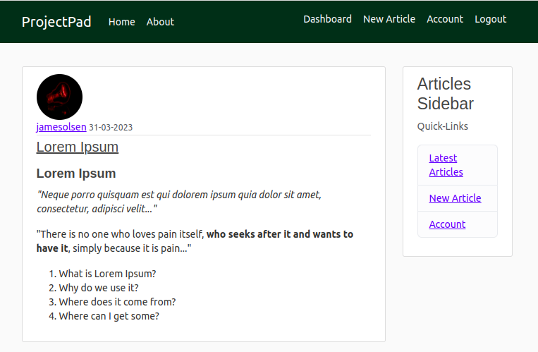 Github Jonyamagiri Projectpad Full Stack Portfolio Project