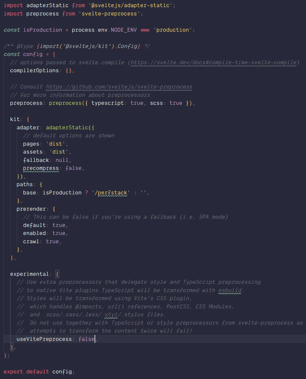 Using "useVitePreprocess: true" and "preprocess({ typescript: false })" causes error for type ...