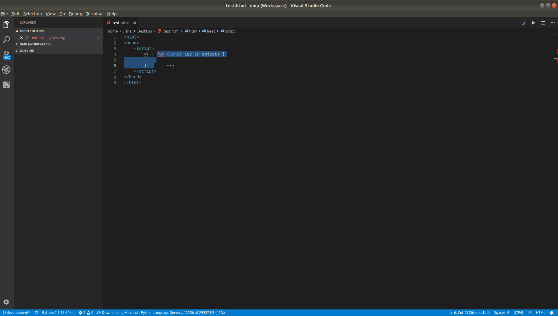 HTML comment inside a script tag in HTML · Issue #59313 · microsoft ...