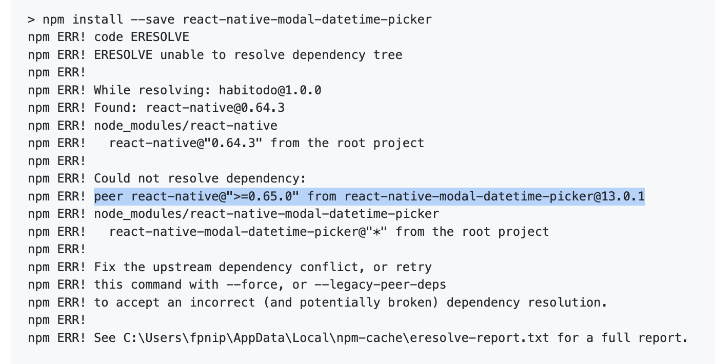 Expo install - Could not resolve dependency: peer react-native@">=0.65.0" · Issue #627 ...