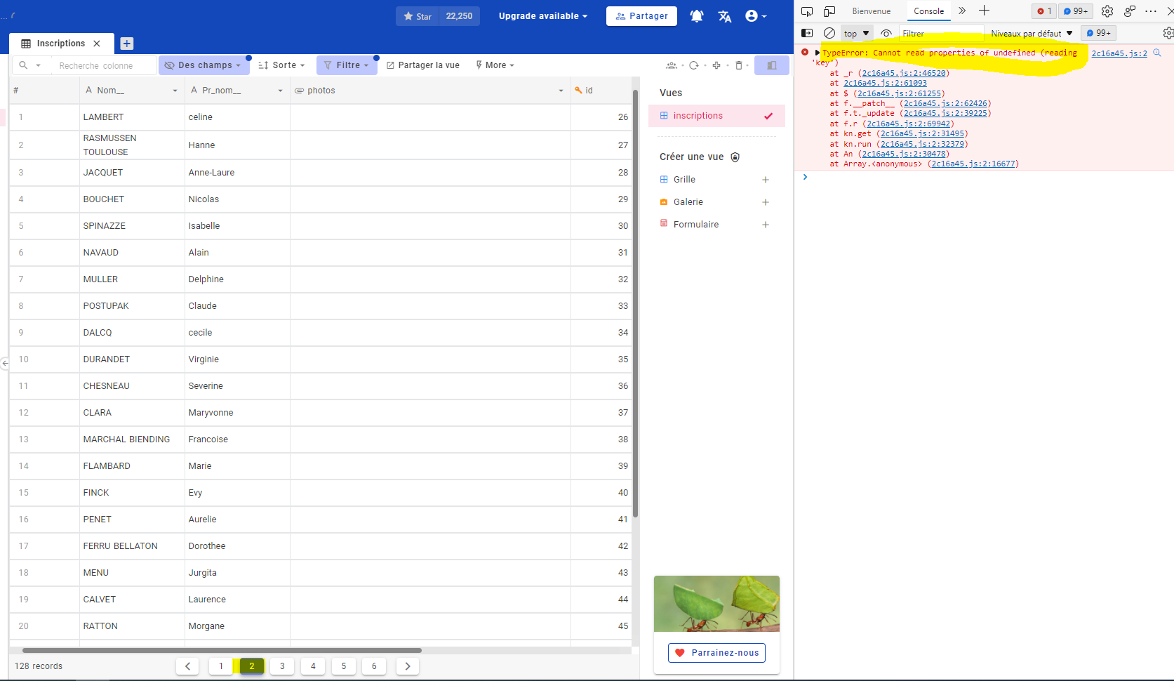 🐛 Import Csv Bug Script Error Cannot Read Properties Of Undefined When Using Pagination