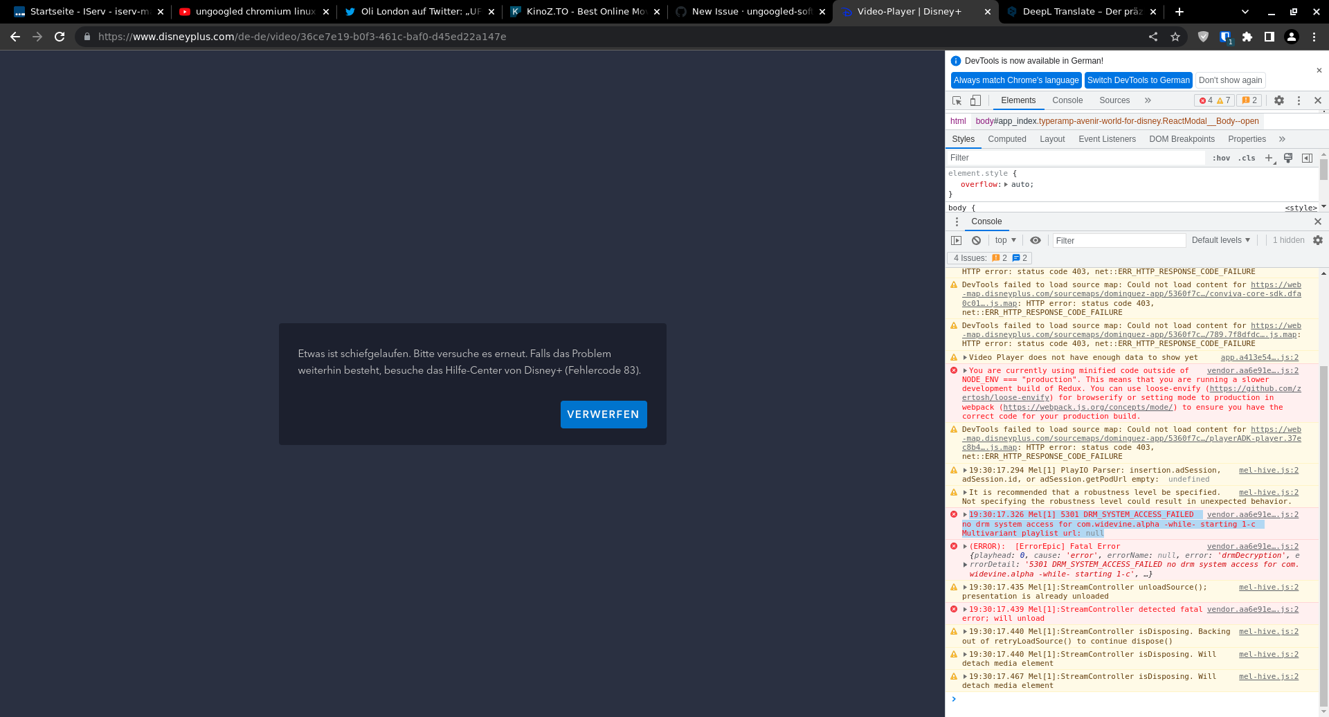 Disneyplus Error 83 · Issue #2330 · ungoogled-software/ungoogled-chromium · GitHub