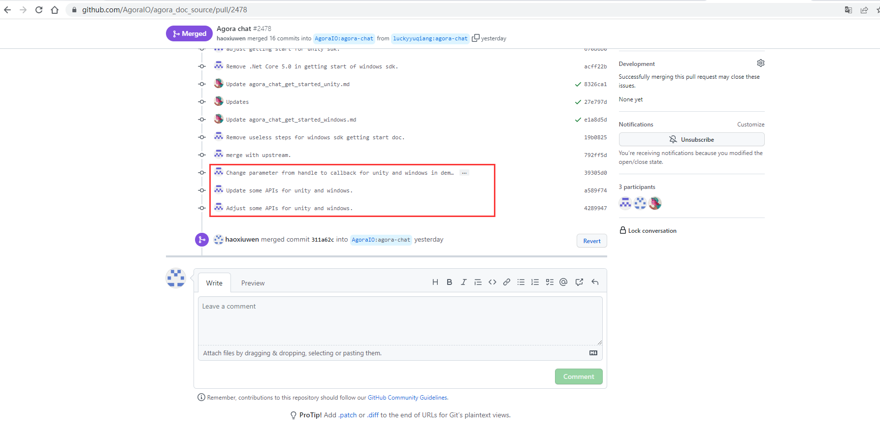 Add Unity/Windows 1.0.9 Docs for Agora Chat · Issue #1097 · AgoraIO/Docs-Source · GitHub