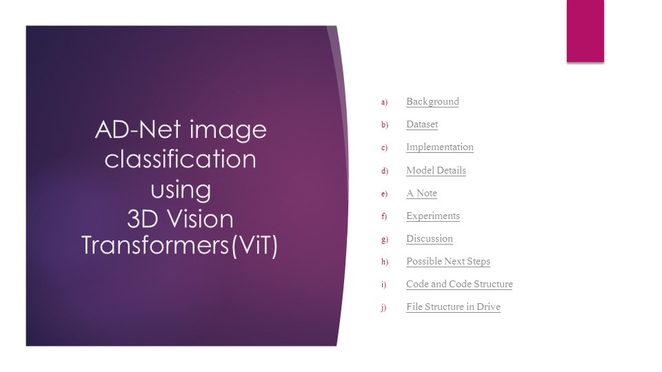 GitHub - SaiSJoshi/classification_alzheimers_disease_3D_vision_transformer