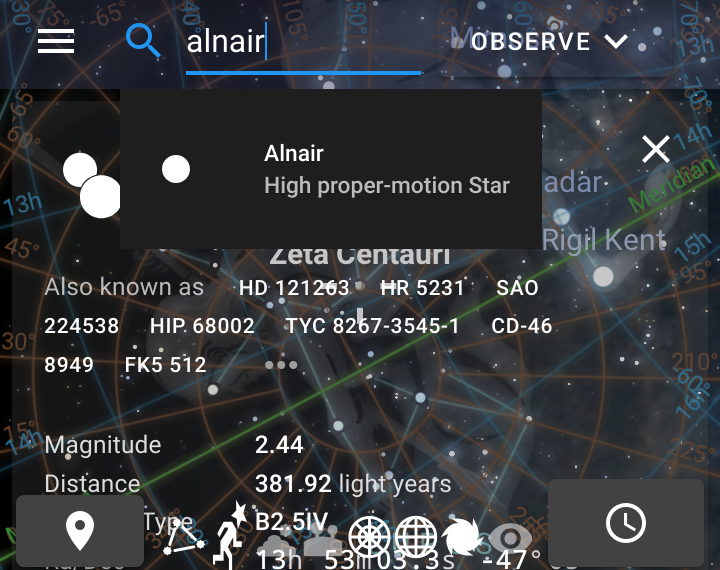 Search Alnair Brings up Zeta Centauri · Issue #129 · Stellarium/stellarium-web-engine · GitHub