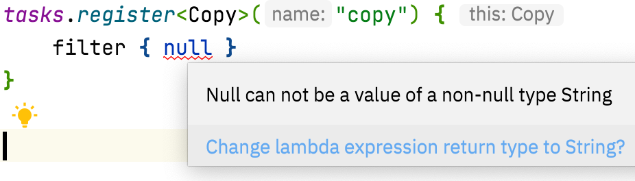 Copy task filter closure returning null shows an error in Intellij IDEA · Issue #18714 · gradle ...