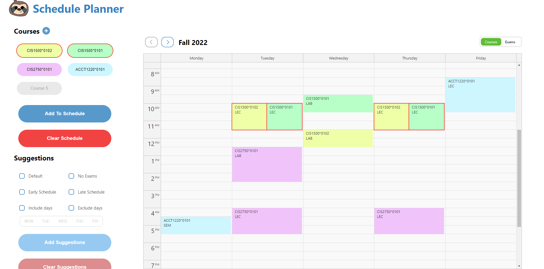 GitHub - bzuraik/Scheduler: Courses Scheduler