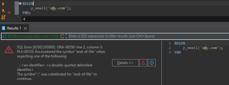 "end-of-file" error while executing block with crtl+enter · Issue #20287 · dbeaver/dbeaver · GitHub