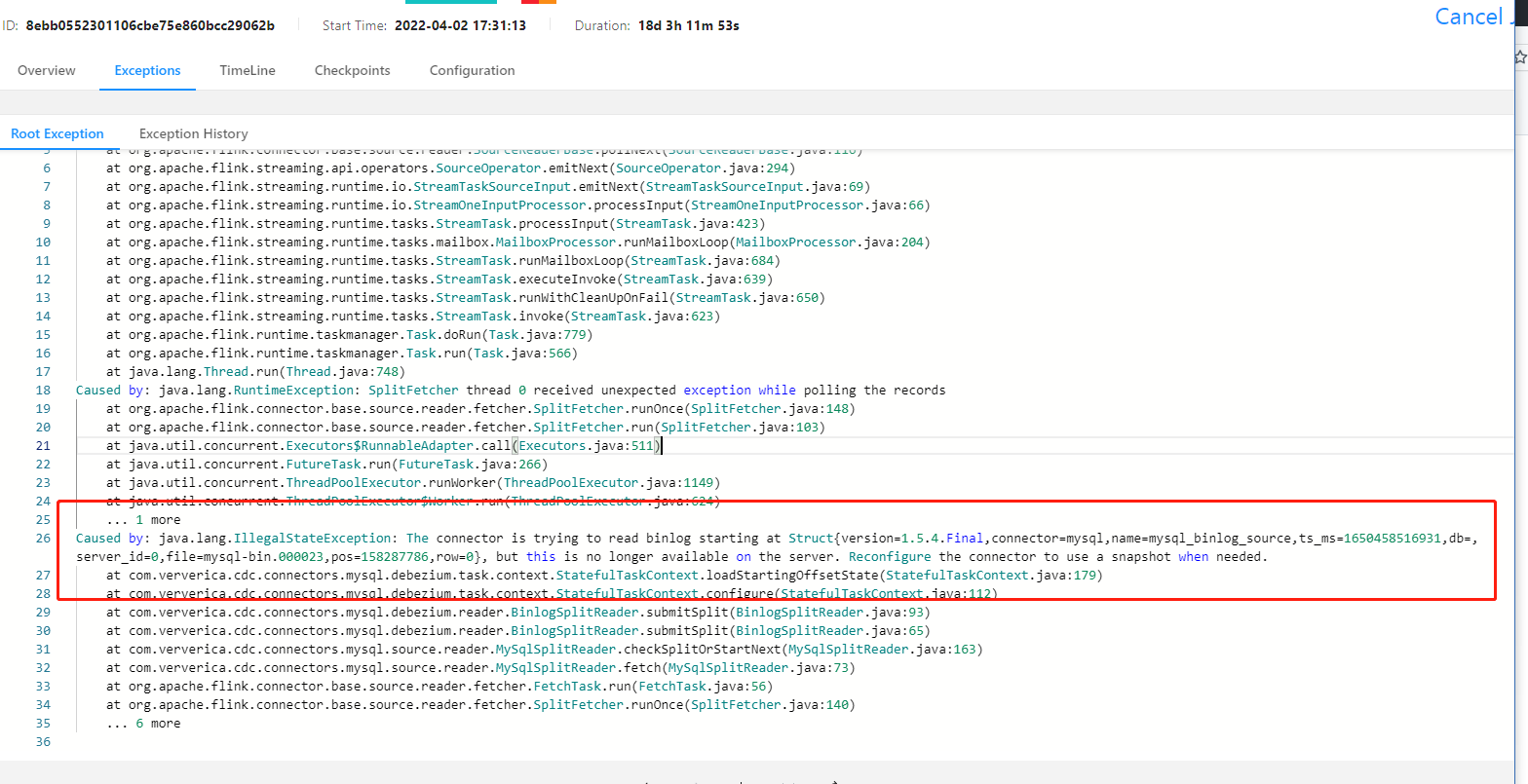 mysql 实例变更后，无法根据checkpoint恢复任务。 · Issue #1115 · apache/flink-cdc · GitHub