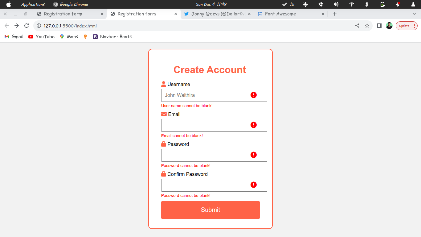 Github Donfromlaurentjavascript Login Form With Validation Js Form