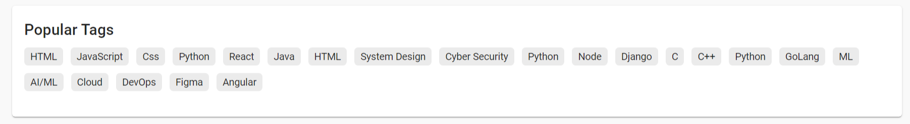 [Feat]: No hover effect for the tags in Popular Tags section · Issue #910 · scorelab/Codelabz ...