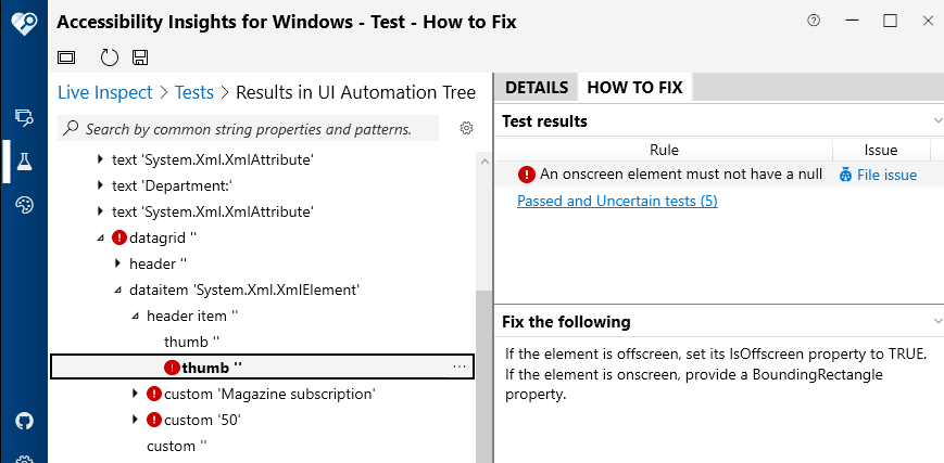 Section 508 502.3.1: (ExpenseItIntro/thumb '' ExpenseType/Amount datagrid) An onscreen element ...