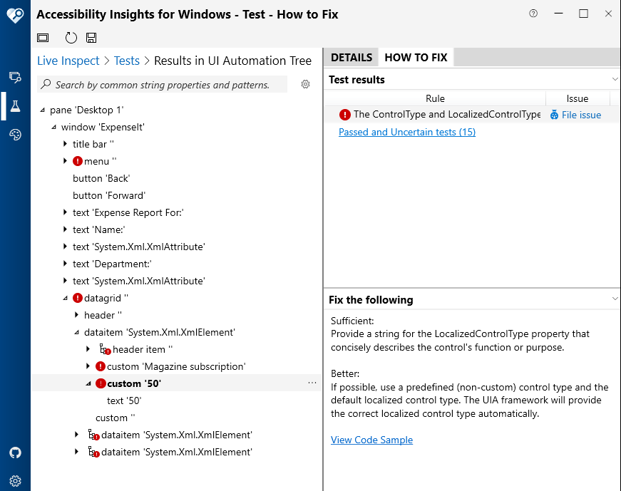 Section 508 502.3.1: (ExpenseIt9/custom '50' expenseType/Amount ...