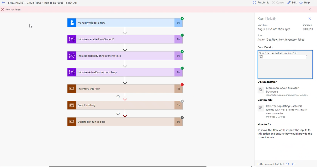 Coe Starter Kit Bug Sync Helper Cloud Flows Incorrect Character Expected Error · Issue