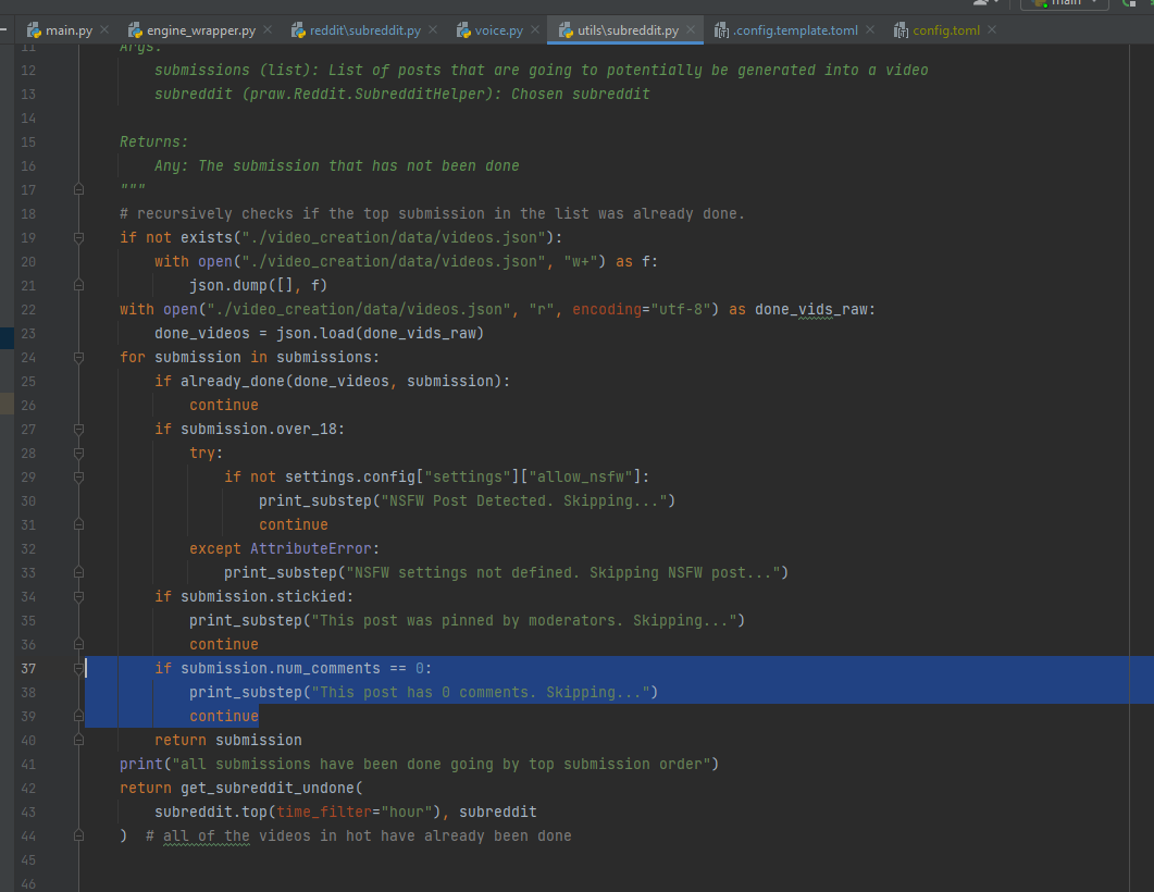 Threads without comments gives error rather than skipping it · Issue #924 · elebumm ...