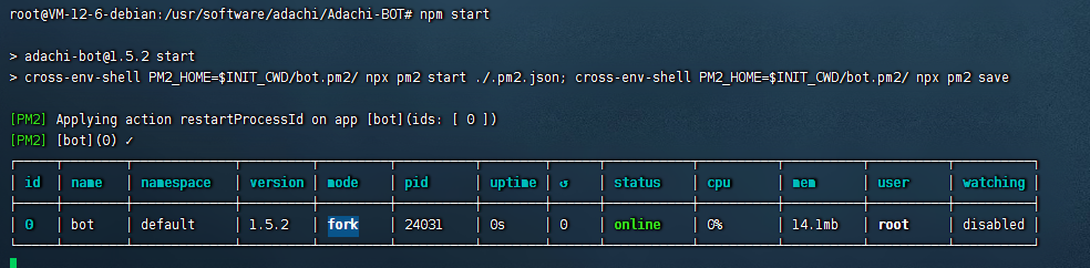 执行指令“npm run start”无法在后台一直执行 · Issue #721 · Arondight/Adachi-BOT · GitHub