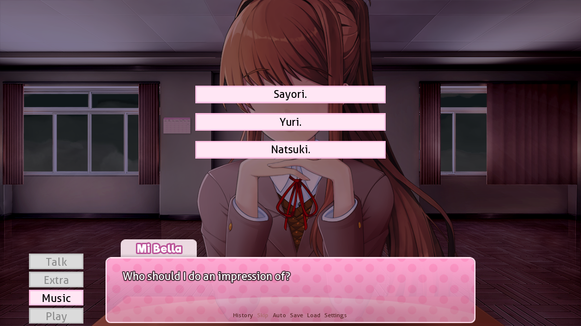 does not appear the option for monika to make an impression of herself ...
