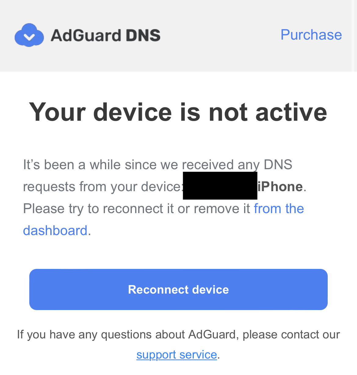 (Email) Action needed: Your device is not active · Issue #397 · AdguardTeam/AdGuardDNS · GitHub