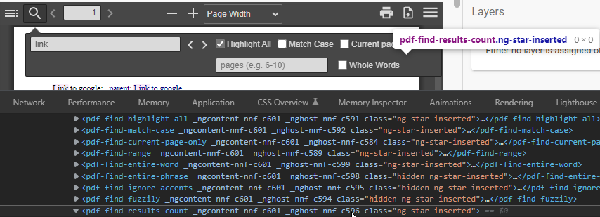 pdf-find-results-count not showing even if set to true · Issue #1507 · stephanrauh/ngx-extended ...