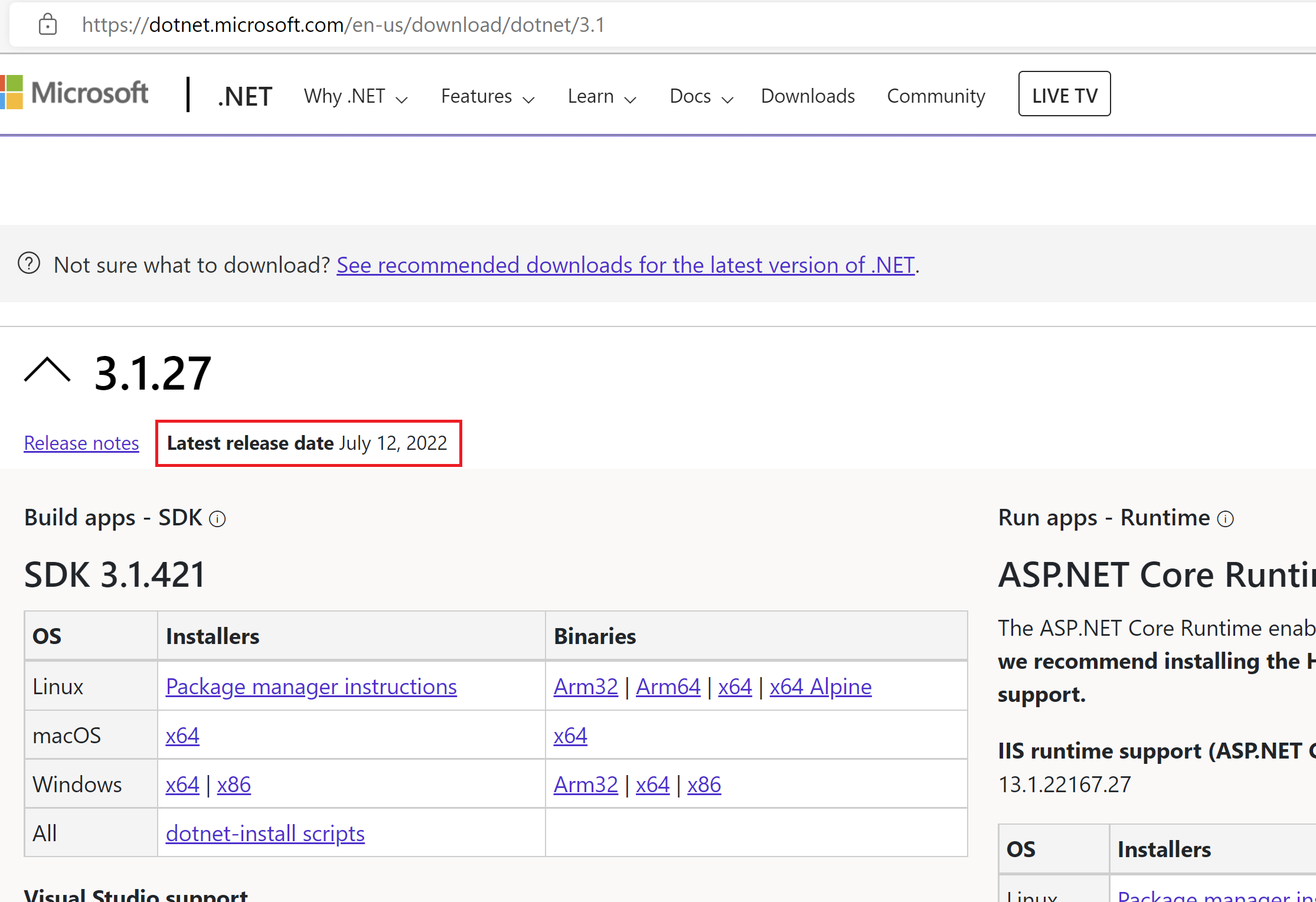 Package Sdk/3.1.422-servicing-016036 for MAC OS is missed · Issue #10026 · dotnet/arcade · GitHub