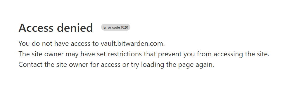 "Access denied Error code 1020" Yandex Browser · Issue #3294 · bitwarden/clients · GitHub